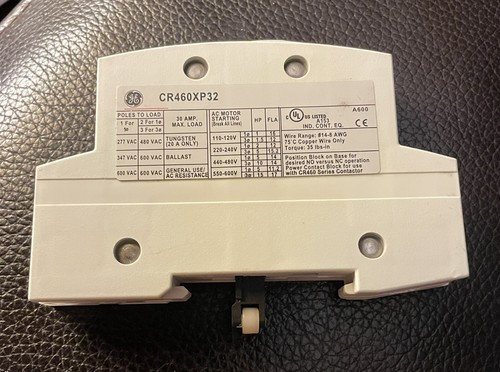 GE CR460XP32 Lighting Contact Contactor Power Pole 2-POLE 30AMP 460XP32 ...