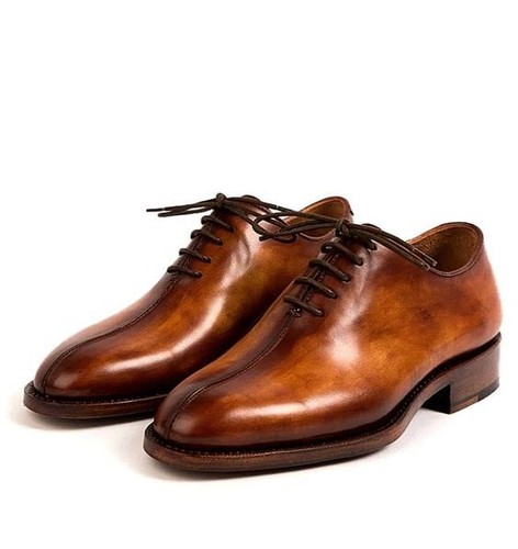 Bespoke Tan Pure Calf Leather Wholecut Oxford Lace Up Formal Handmade ...