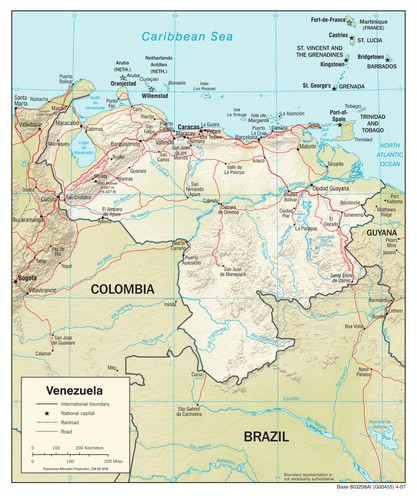 Venezuela Physical Geography Physiographic Map Country Nation Poster ...
