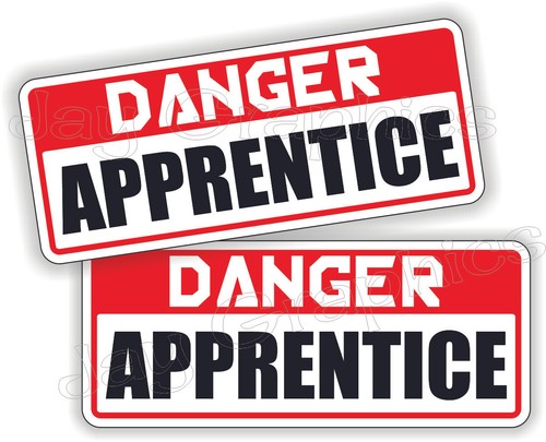 2 - Danger APPRENTICE Funny Hard Hat Stickers | Welding Laborer Helmet ...