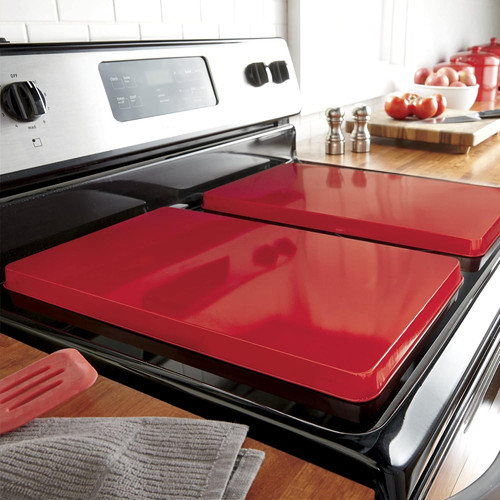 Premium Red Rectangle Burner Covers, Set of 2 for Gas and Electric ...