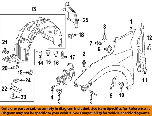 Honda OEM 2016 Civic Fender-lower Bracket Right 60212TBAA00ZZ for sale ...