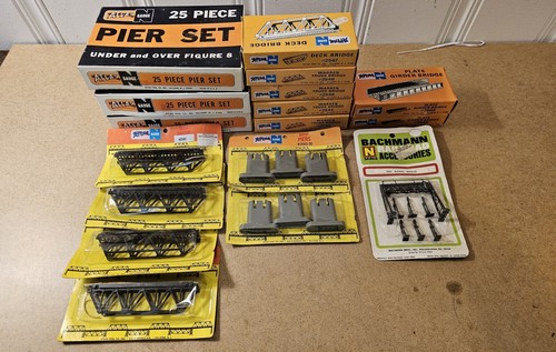 N SCALE ATLAS BRIDGES - DECK, WARREN TRUSS, PLATE GIRDER, PIERS - 17 Pc ...