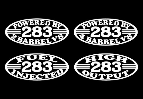 2 283 V8 DECALS SBC 2 4 BARREL HIGH OUTPUT FUEL INJECTED ENGINE MOTOR ...