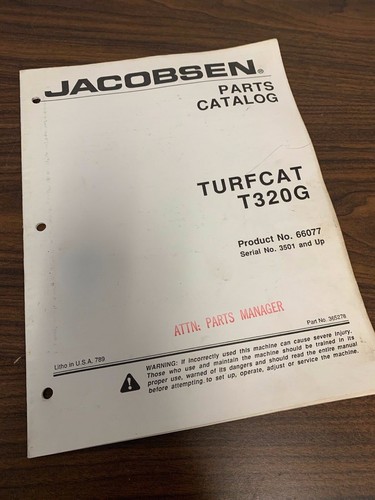 Jacobsen Turfcat 2 II T320G OutFront Rotary Mower Parts Manual Book ...