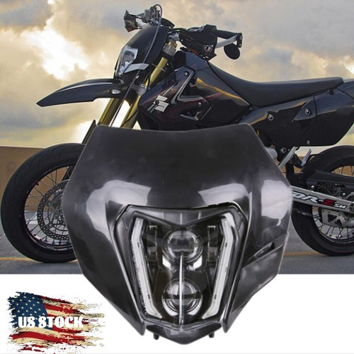 LED Headlight W/Black Mask For SUZUKI DRZ400 E/S/SM DR200S DR650SE KTM ...