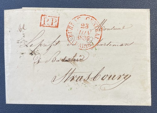 Letter de Paris for Strasbourg - 1836 - Stamp Office Central Red - Port ...