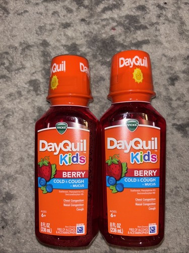 2x Vicks Dayquil Kids Cold & Cough + Mucus - Berry, 8 Fl Oz Exp 5/31/26 ...