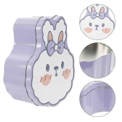 Empty Tin Round Box Rabbit Shape Tinplate Candy Cookie Box Decorative ...