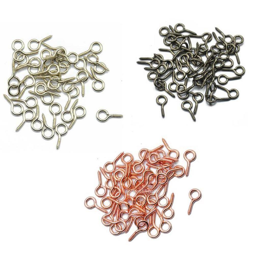 100PCS Small Tiny Mini Eye Pins Eyepins Hooks Eyelets Screw Threaded ...