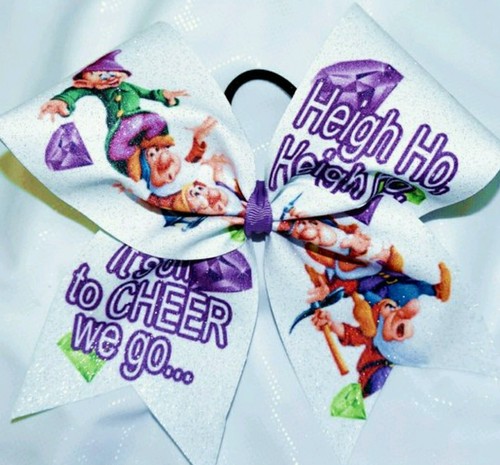Cheer Bow - 7 Dwarfs Heights Ho Snow White - Glitter - Hair Bows | eBay