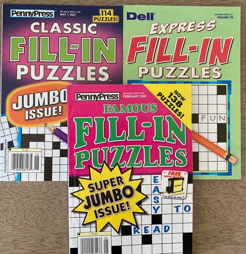Lot of 3 Dell Penny Press Fill-In Puzzle Books Famous Classic Express ...