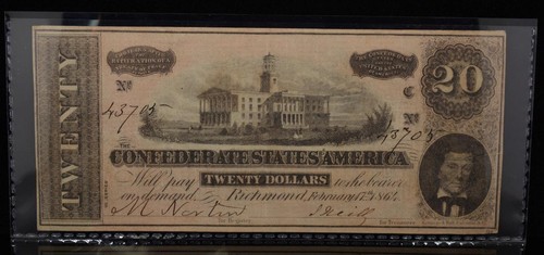 1864 $20 Twenty Dollar Confederate States of America Note Richmond | eBay