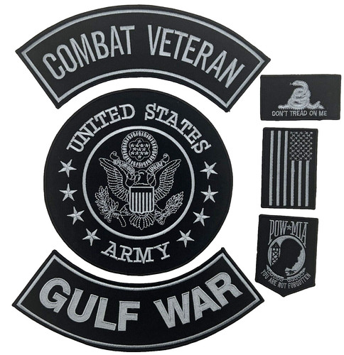 US ARMY SEAL COMBAT VETERAN GULF WAR MILITARY MOTORCYCLE VEST LOT OF 6 ...