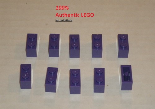 LEGO NEW 1x2 Dark Purple Brick with Bottom Tube (10x) 6104154 Brick ...