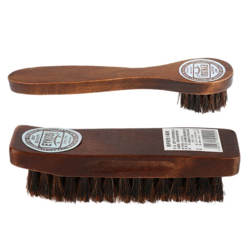 2x Long Wood Handle Horse Bristle Hair Brush Boot Polish Buffing Shoe ...