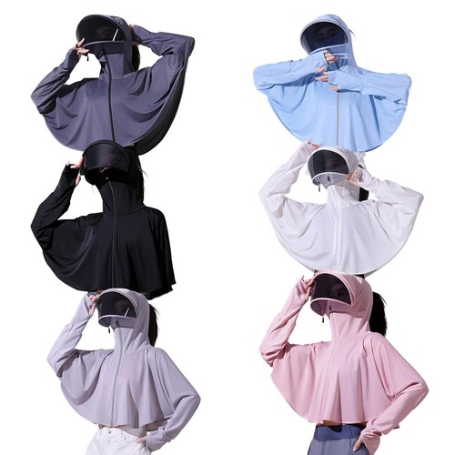 Women Hooded Sun Protection Clothing Summer Anti UV Outdoor Sunscreen ...