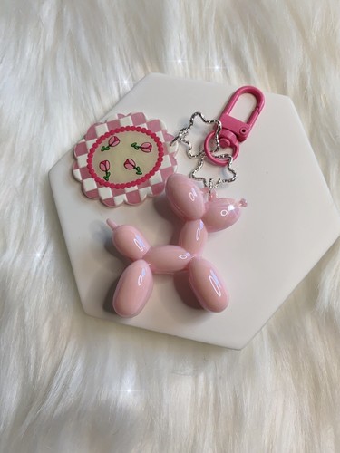pink puppy dog bag charm keychain fob new plastic birthday gift | eBay