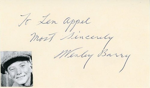 Wesley Barry - Signed Index Card | eBay