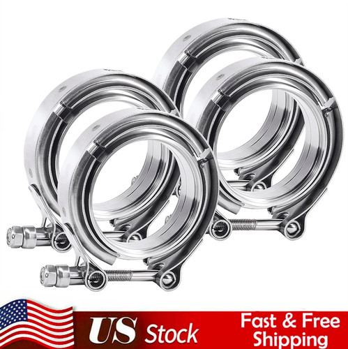 4x 3 Inch V Band Clamp w/Flange Male Female Stainless Steel for Turbo ...