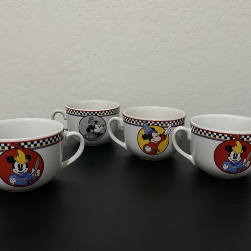 Disney Mickey Mouse Soup Mug Coffee Cup XL Checkerboard Vintage 24 Oz ...