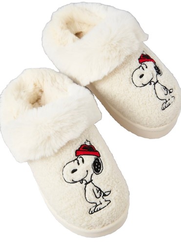 American Eagle Peanuts Snoopy Winter Scuff Fur Lined Slipper Size 11 ...
