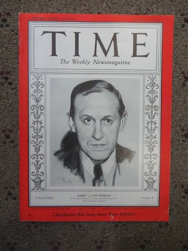 Vintage Time Magazine, Vol. 23 No. 8, Harry Lloyd Hopkins, 1934 | eBay
