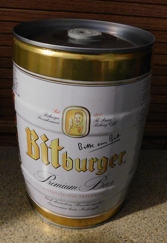 25-986 Vint EMPTY 5L Metal Mini Keg Bitburger Germany No. 1 Draft Beer ...