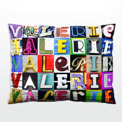 Personalized Pillow featuring the name VALERIE in photos of actual sign ...