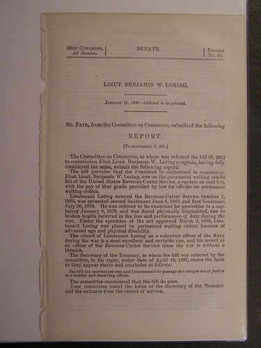 Government Report 1900 1st Lieut Benjamin W Loring Capt Revenue Cutter ...