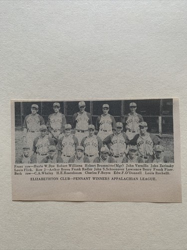 Elizabethton Betsy Red Sox TN Lew Flick Lou Rochelli 1940 Baseball Team ...