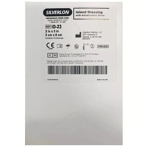 *5-Pieces* Silverlon Island Dressing With Antimicrobial Silver 2" x 3 ...