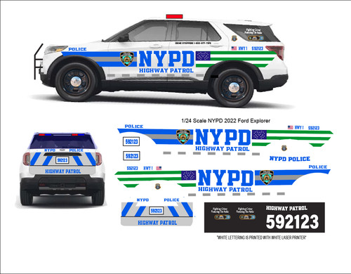 1/24 Scale NYPD HWY Patrol 2022 Motormax Ford Explorer Waterslide ...