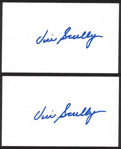 Vin Scully Lot of (2) Original Signed Autograph 3x5 Index Cards Dodgers ...