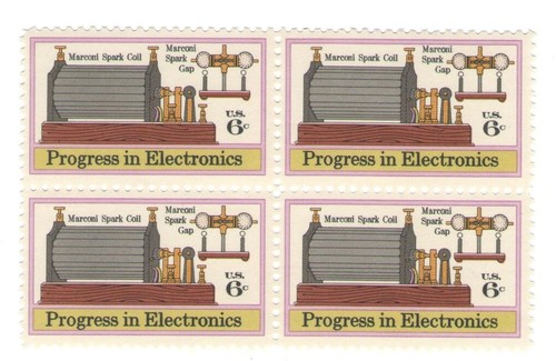Early Radio Electronics Marconi 50 Year Old Mint Vintage Stamp Block ...