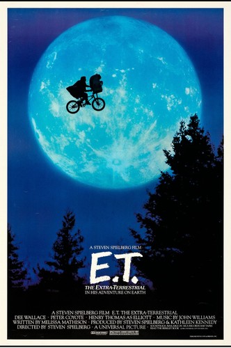 E.T. The EXTRA TERRESTRIAL 1982 ORIGINAL 1sht LINEN BACKED Rare "Bike ...