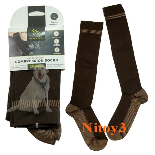 Travelon Copper-Infused Compression Over Calf Socks-Unisex Large: M9-12 ...