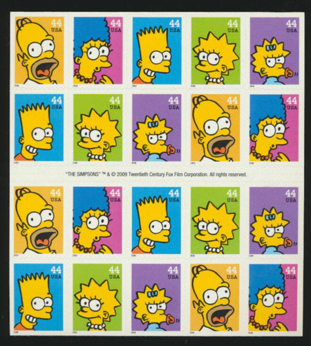 The Simpsons 2009 Mint NH Full Sheet of 20 Stamps #4399-4403 ...