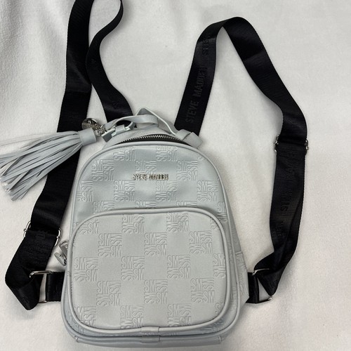 Steve Madden Mini Backpack Purse Baby Blue Logo Embossed Silver ...