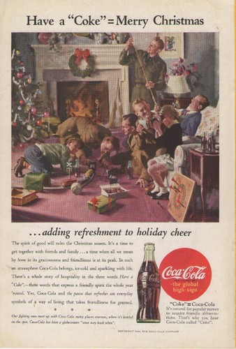 Vintage WWll December 1944 Coca Cola Print Ad "Have a "Coke" = Merry ...