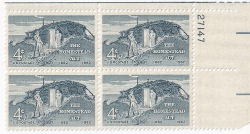 STAMP US SCOTT 1198 "The Homestead Act" 4 CENT 1962 MNH PB OF 4 UR - B ...