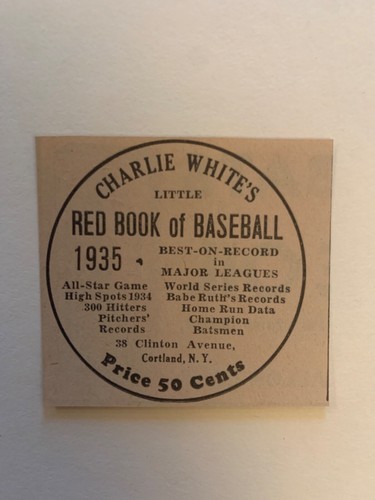 Charlie White's Little Red Book of Baseball New York 1935 Baseball ...