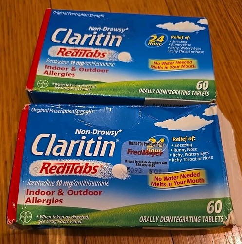 2-Pack Claritin RediTabs 24 Hour Allergy Medicine 60 Tablets ea 3/2025 ...