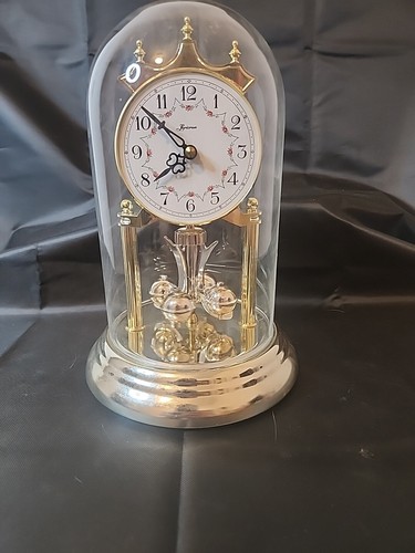 German-made Loricron Quartz Battery Dome Anniversary Clock Floral Face ...