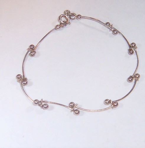 Bracelet .925 Sterling Silver Connected Beads 7.5" Appx Spring Clasp | eBay