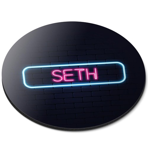Round Mouse Mat Neon Sign Design Seth Name #352476 | eBay
