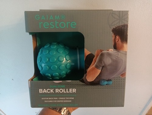 New in Box Gaiam Restore Dual-Zone Back Roller Soothe Back Pain w ...