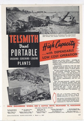 1947 Telsmith Ad: Fisher Bros. Construction Co. of Farmington ...
