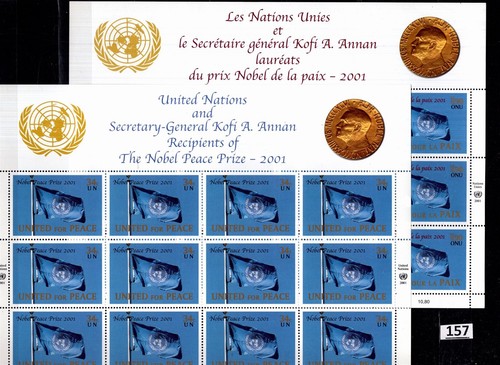 UNITED NATIONS 2001 - MNH - ORGANIZATIONS - FLAGS - NOBEL PEACE PRIZE ...