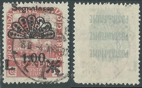 1921 FIUME SEGNATASSE USATO 1 LIRA SU 2 COR SASSONE 35 - US24-8 | eBay
